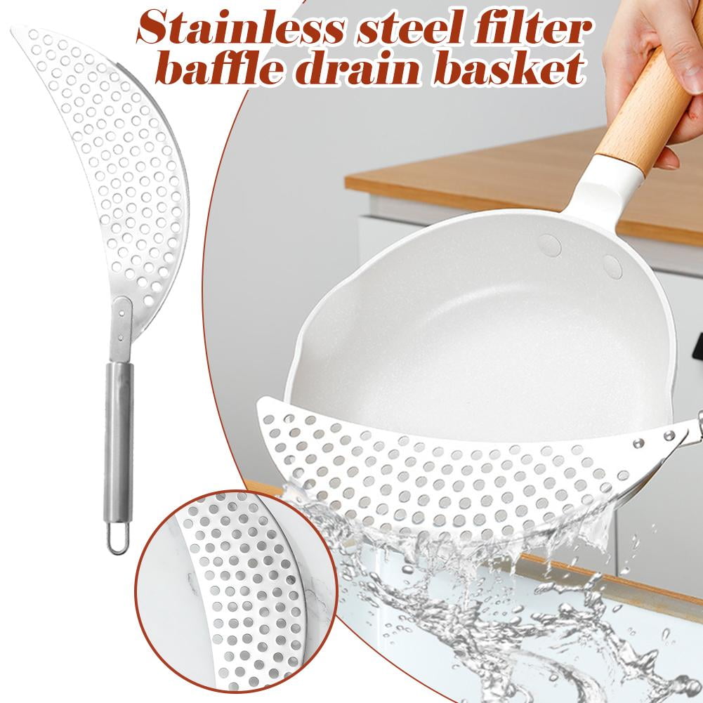 QHUDLV 1pcs Stainless Steel Held Pot Strainer, Held Crescent Drainer ...