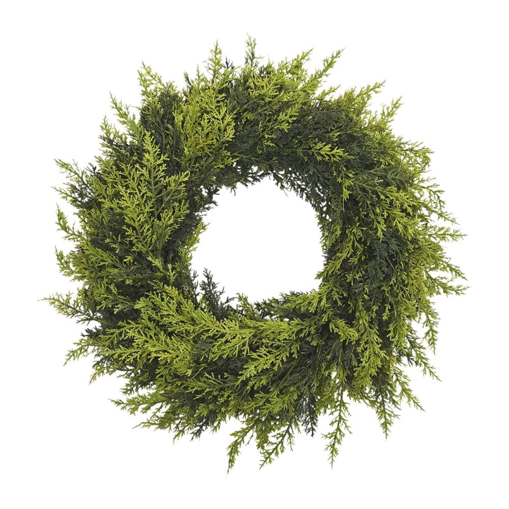 QHUDLV 24inch Real Touch Christmas Cedar Wreath,Winter Rustic Pine ...