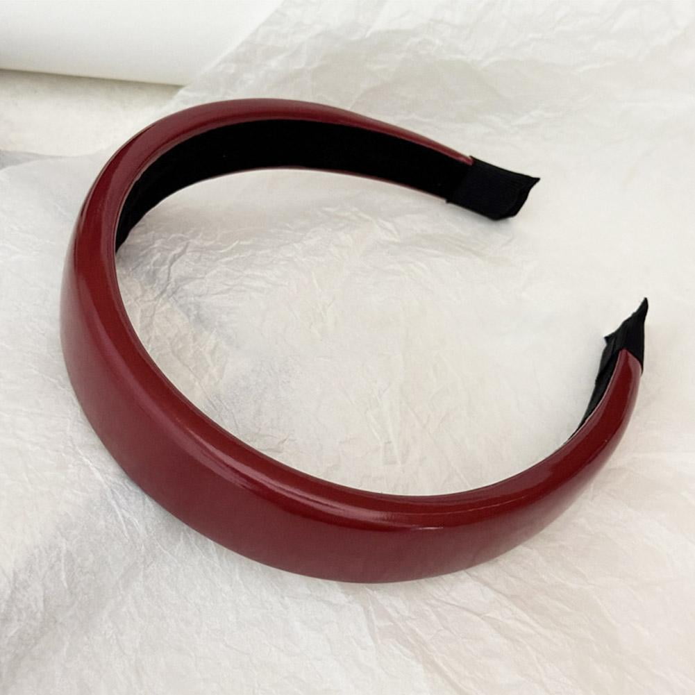 QHUDLV 3cm Wide 2024 Retro Red Leather Headband For Women With High ...