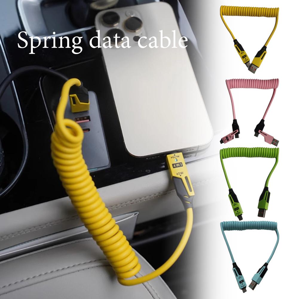 QHUDLV 65W Spring Short Data Cable 6A USB Type C Spring Telescopic Qui ...