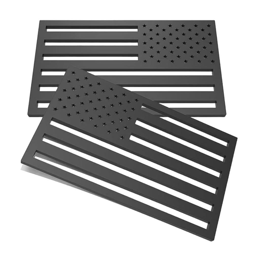 QHUDLV American Flag Decal, Embossed 3D Metal All-Black American Flag ...