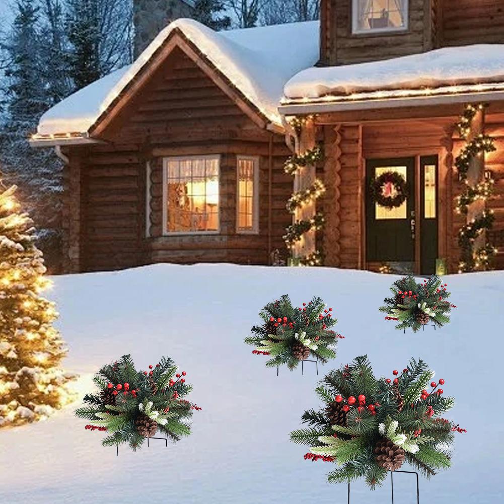 QHUDLV Artificial Christmas Urn Filler, 15.6 Inch Outdoor Pathway ...