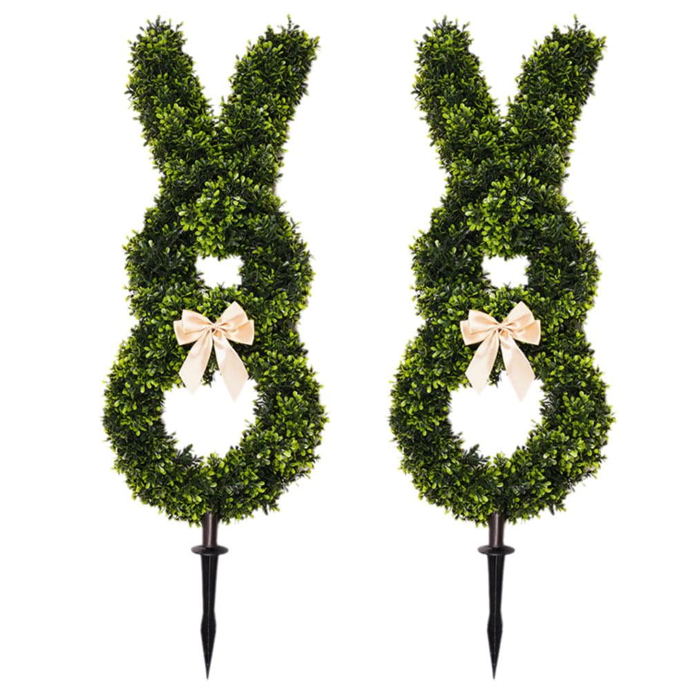 QHUDLV Bunny Topiary Outdoor - Artificial Bunny-Shaped Topiary Tree Pot ...