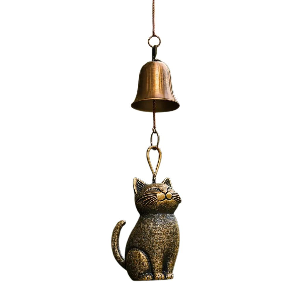 QHUDLV Cat Garden Wind Chime, Outdoor Metal Cat Statue, Unique Yard ...