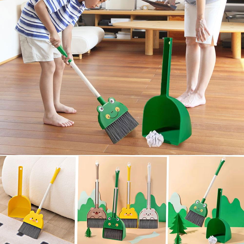 QHUDLV Childrens Small Broom Dustpan Set Green Frog Mini Household ...