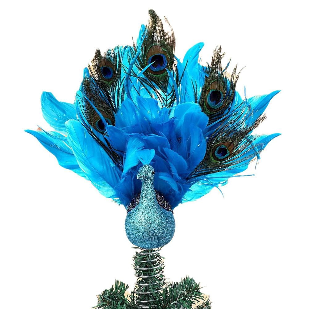 QHUDLV Christmas Peacock Tree Topper, Artificial Glittering Peacock ...