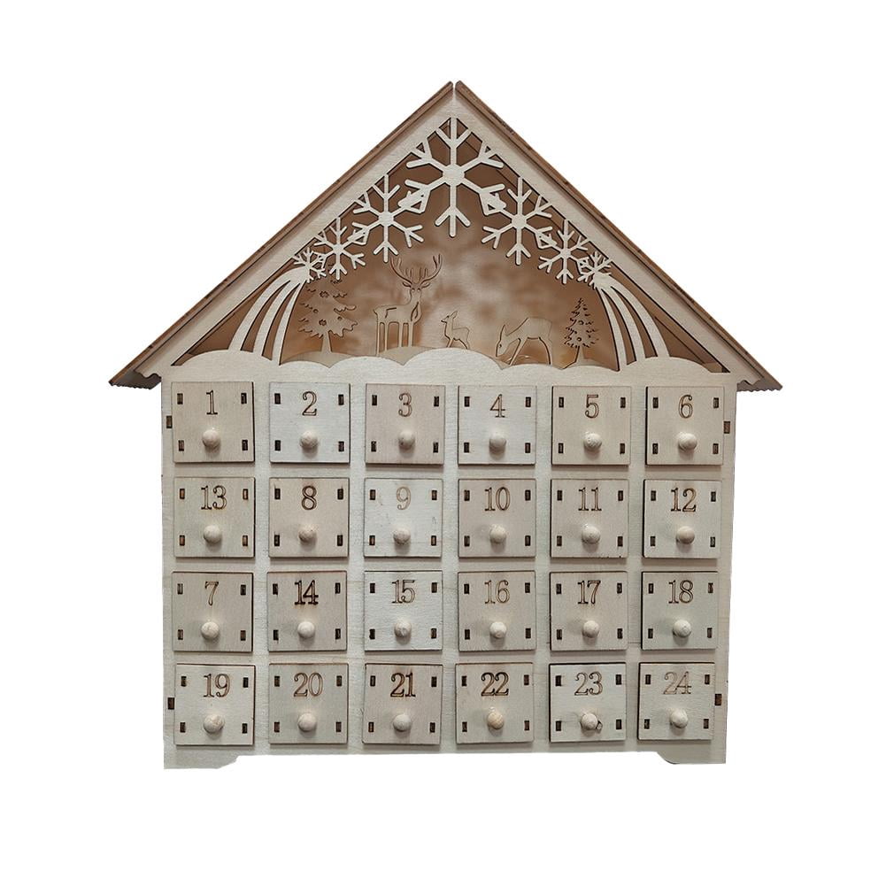 QHUDLV Christmas Wooden Advent Calendar,2025 Xmas Countdown to ...