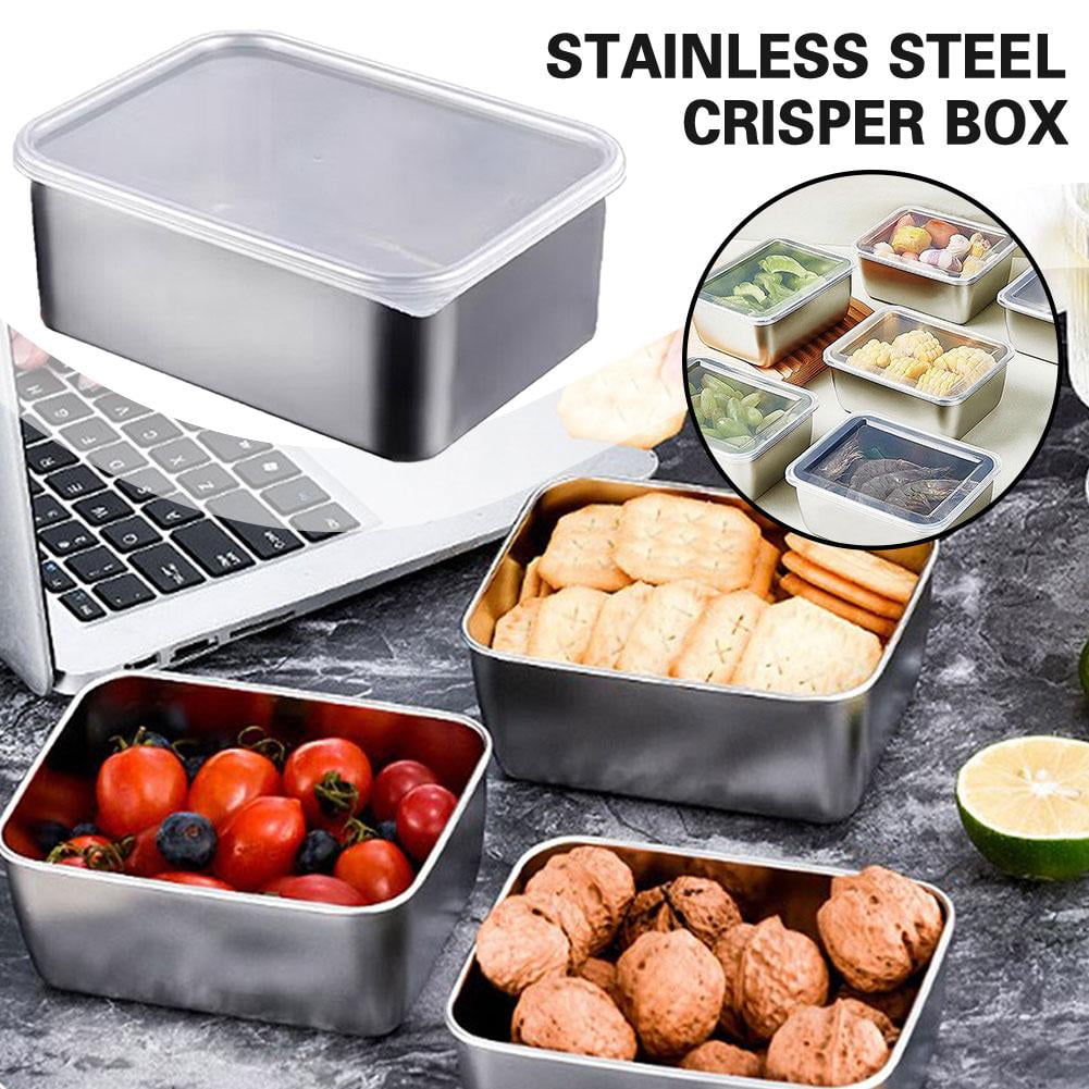 QHUDLV Crisper Boxes,Fridge Food Storage Container,Stainless Steel ...