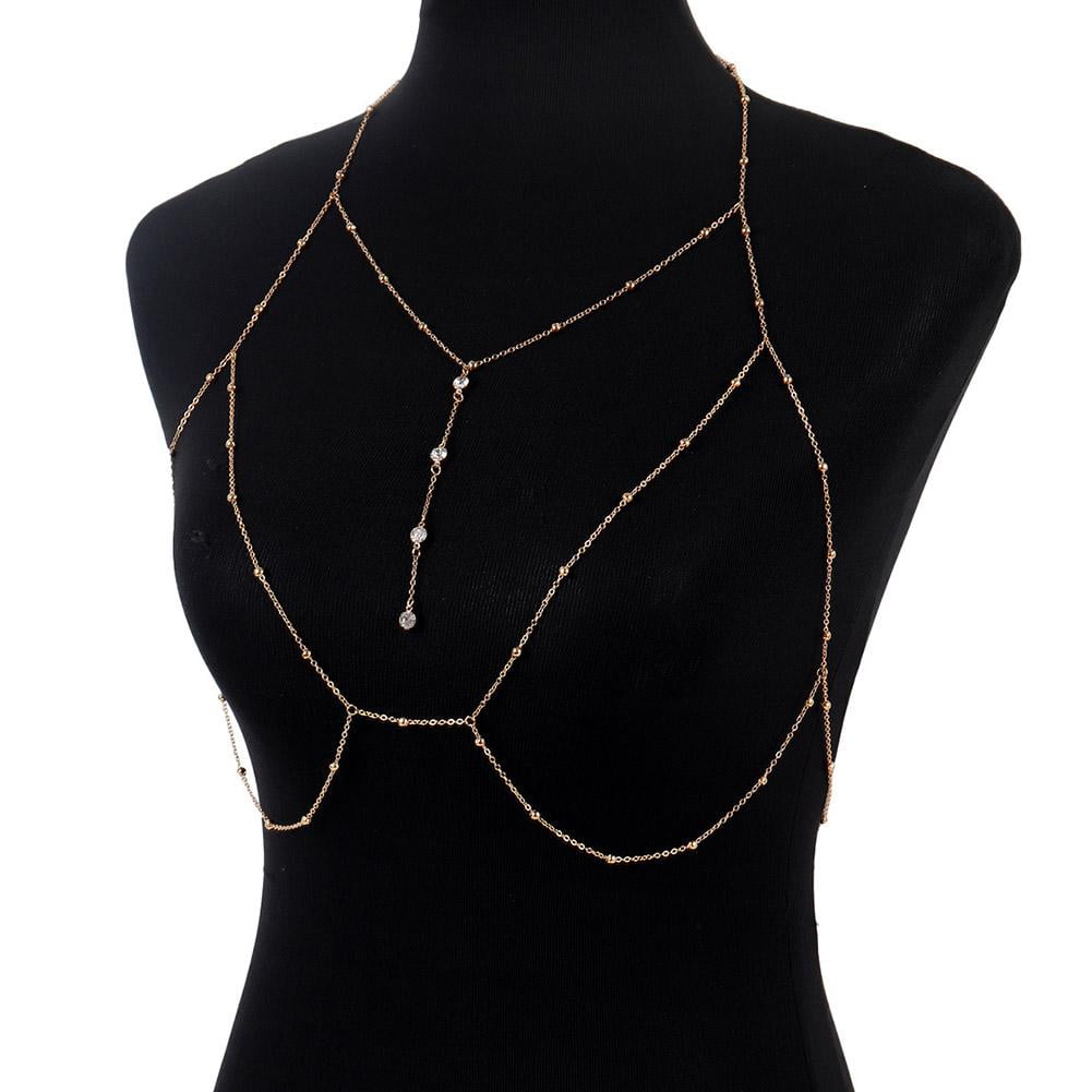 QHUDLV Crystal Chest Chain Bra Chain Body Chain, Bikini Necklace ...