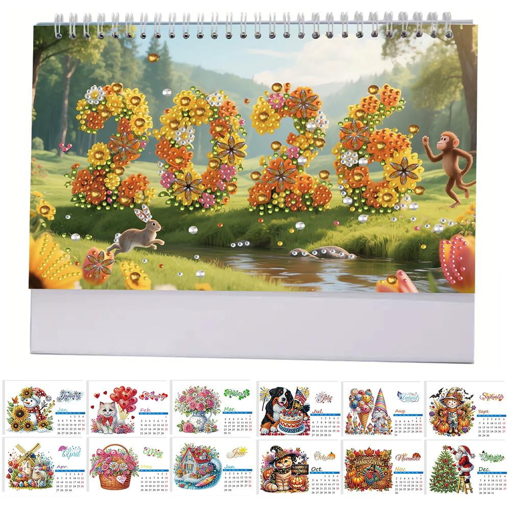 QHUDLV DIY Diamond Art Painting Desk Calendar 2026, Creative Design ...