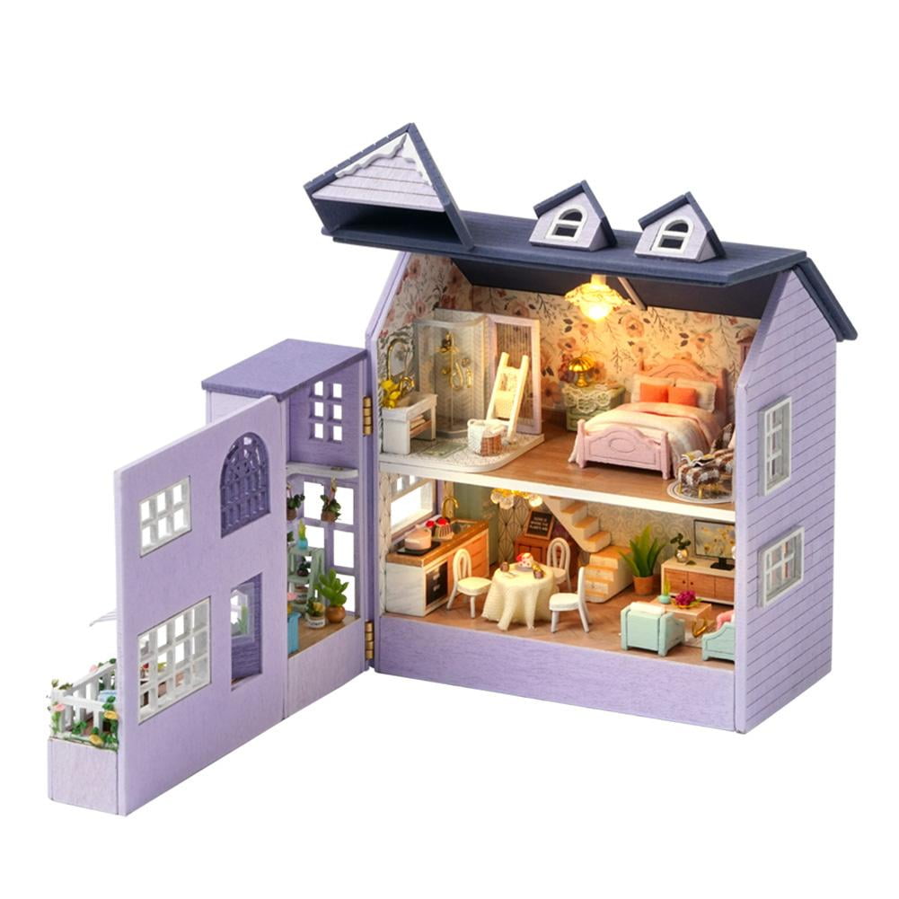 QHUDLV DIY Miniature Wooden Furniture Kit with Light,Craft Set for Home ...