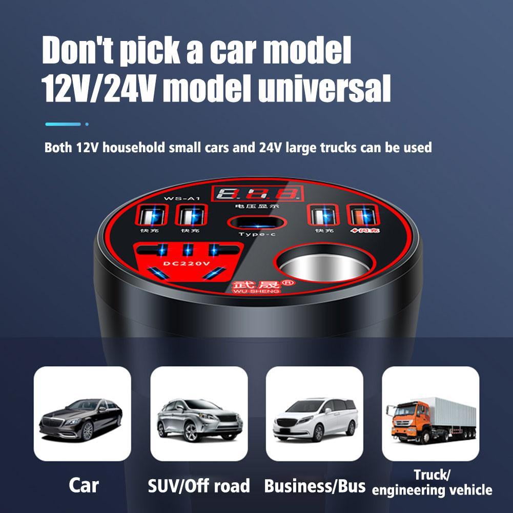 QHUDLV Digital Car Power Inverter,200W Multifunction On‑Board Adapter ...