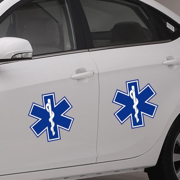 QHUDLV EMS Reflective Decal,10x10cm Star of Life,Highly Visible ...