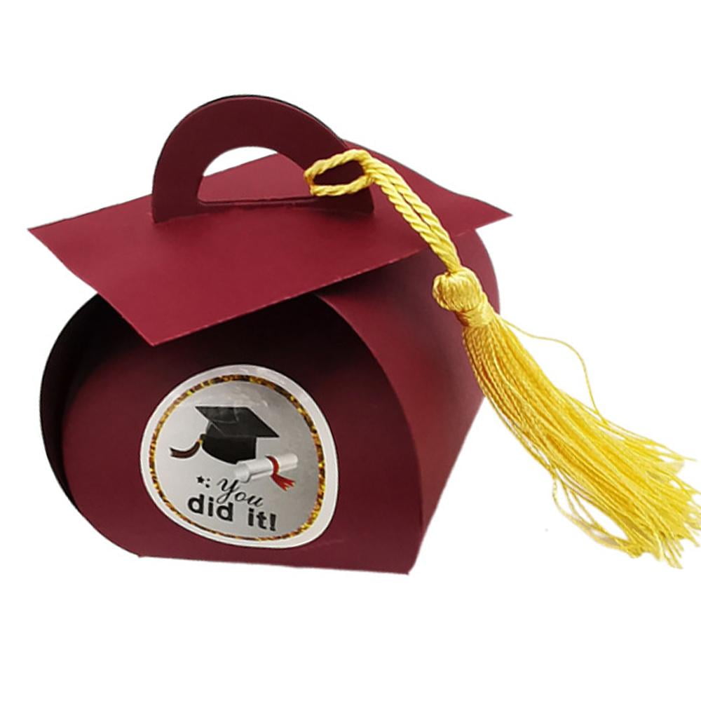 QHUDLV Gift Box Supplies, Graduation Shape Black Gold Box, Candy ...