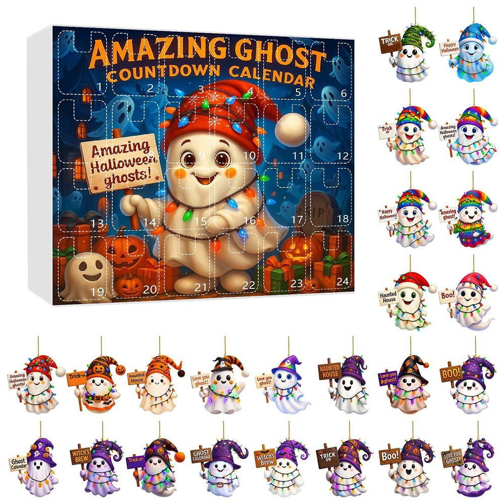 QHUDLV Halloween Countdown Calendar 2025, 24 Packs Halloween 2D Acrylic ...