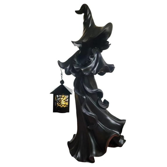 QHUDLV Halloween Decorations Witch Statue with Lantern,Halloween ...