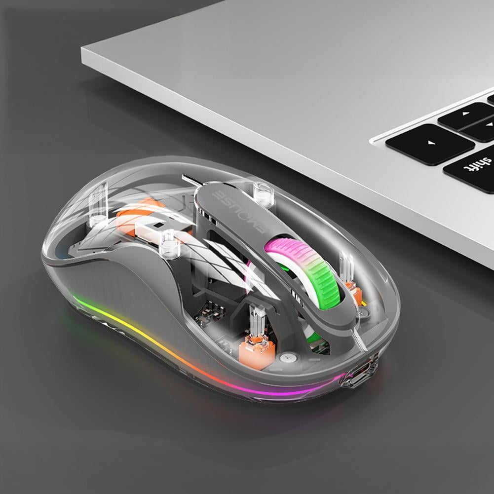 QHUDLV High-End Mouse Bluetooth Tri-Mode,Mute LED Lamp Gaming Mouse, 2400dpi, Office Use ...