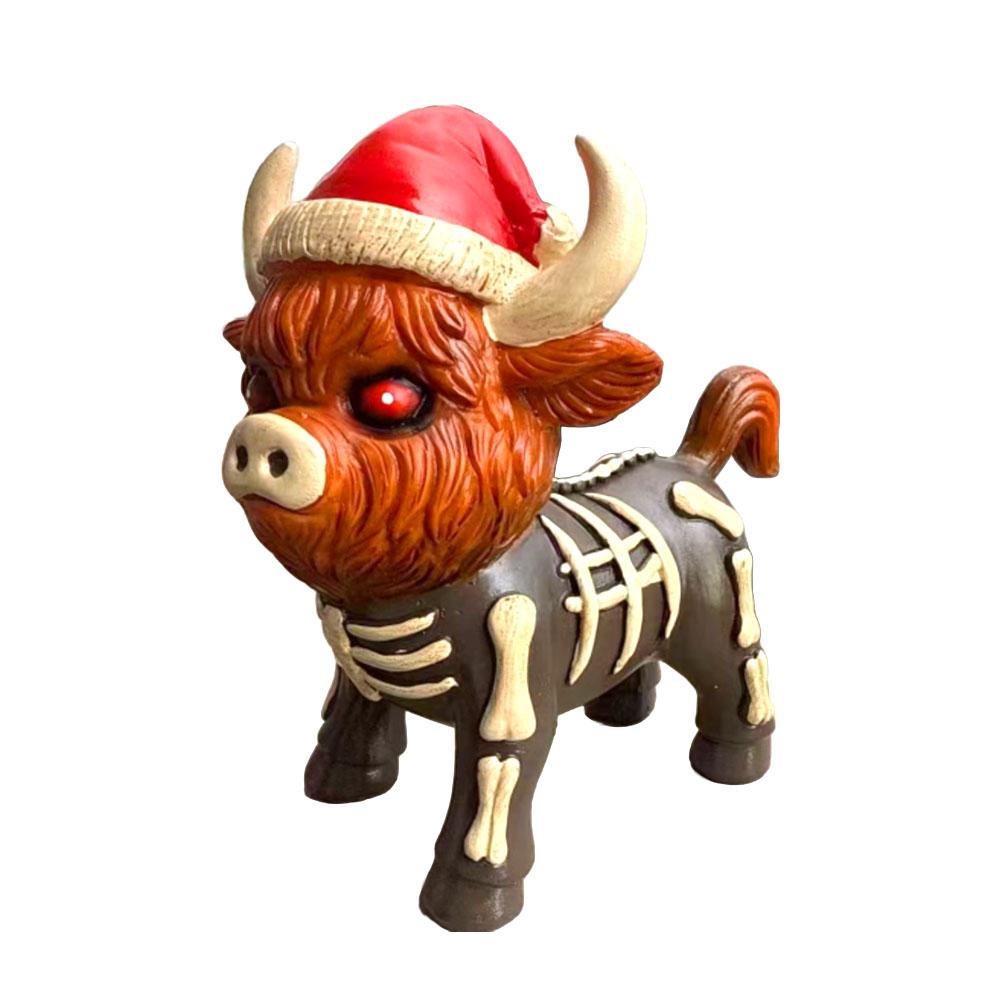QHUDLV JHIALG Halloween Cow Figurines,Scary Resin Cow Statue with Santa ...