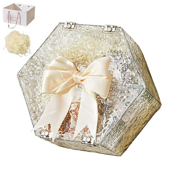 QHUDLV Luxury Acrylic Gift Box,Wedding Card Box with Bow,Keepsake ...