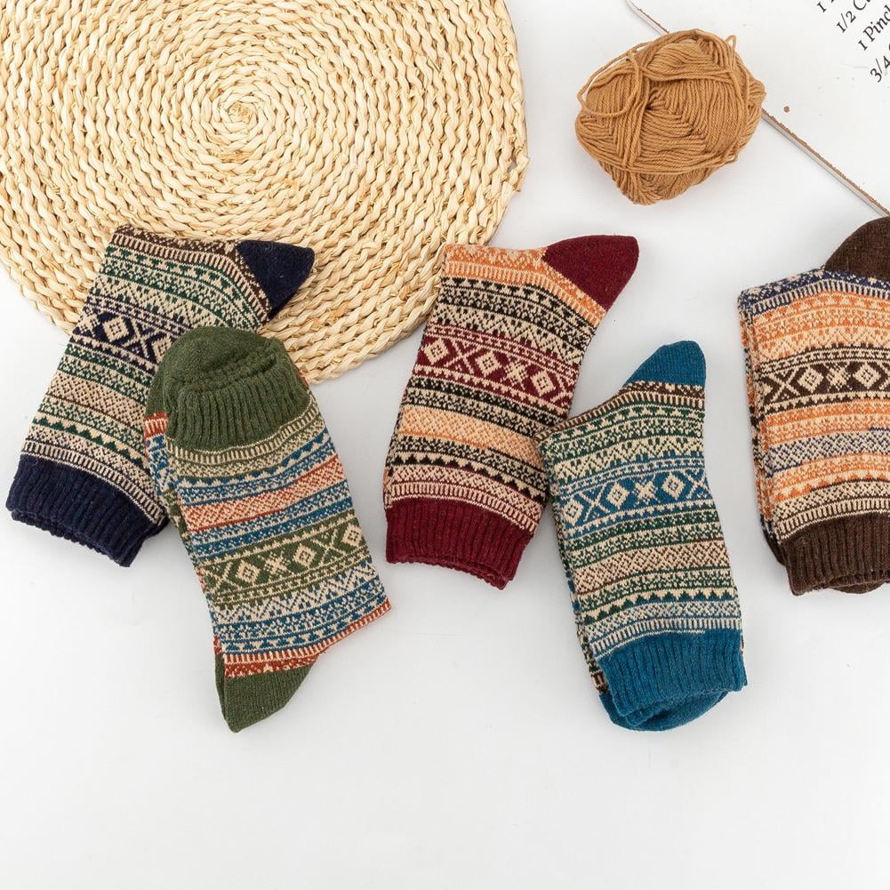 QHUDLV Men’s Thick Winter Socks – Ethnic Retro Style Warm Breathable ...