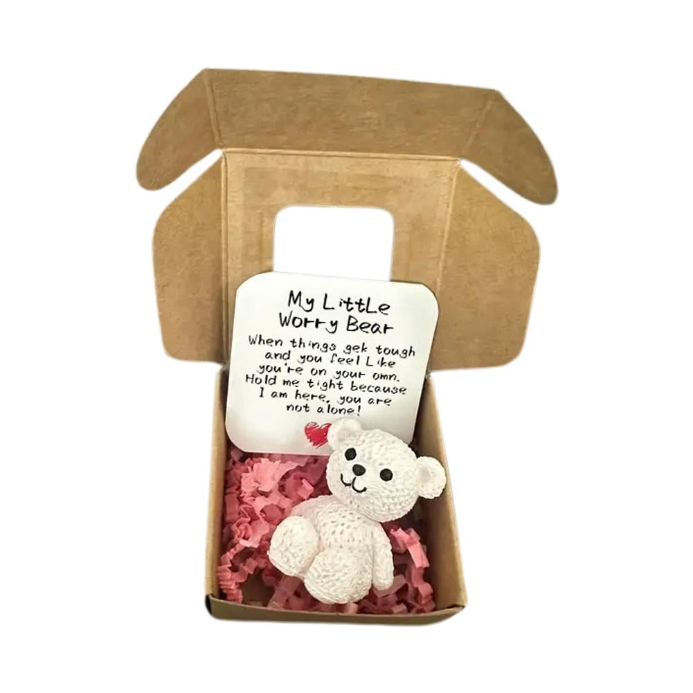 QHUDLV Mini Plush in Box with Inspirational Card 3 Colors,Pocket Bears ...