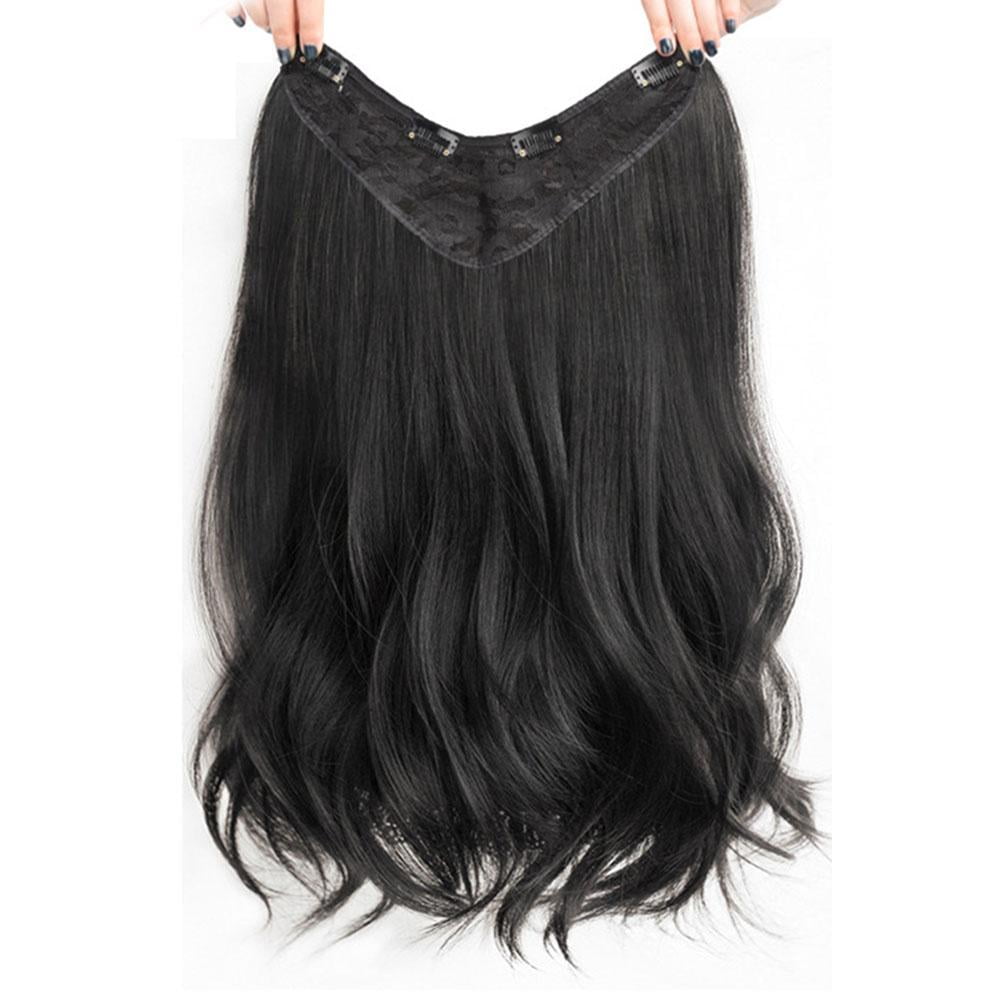 QHUDLV Natural Black 50cm Wig V-Shaped One-Piece Natural Korean Style ...