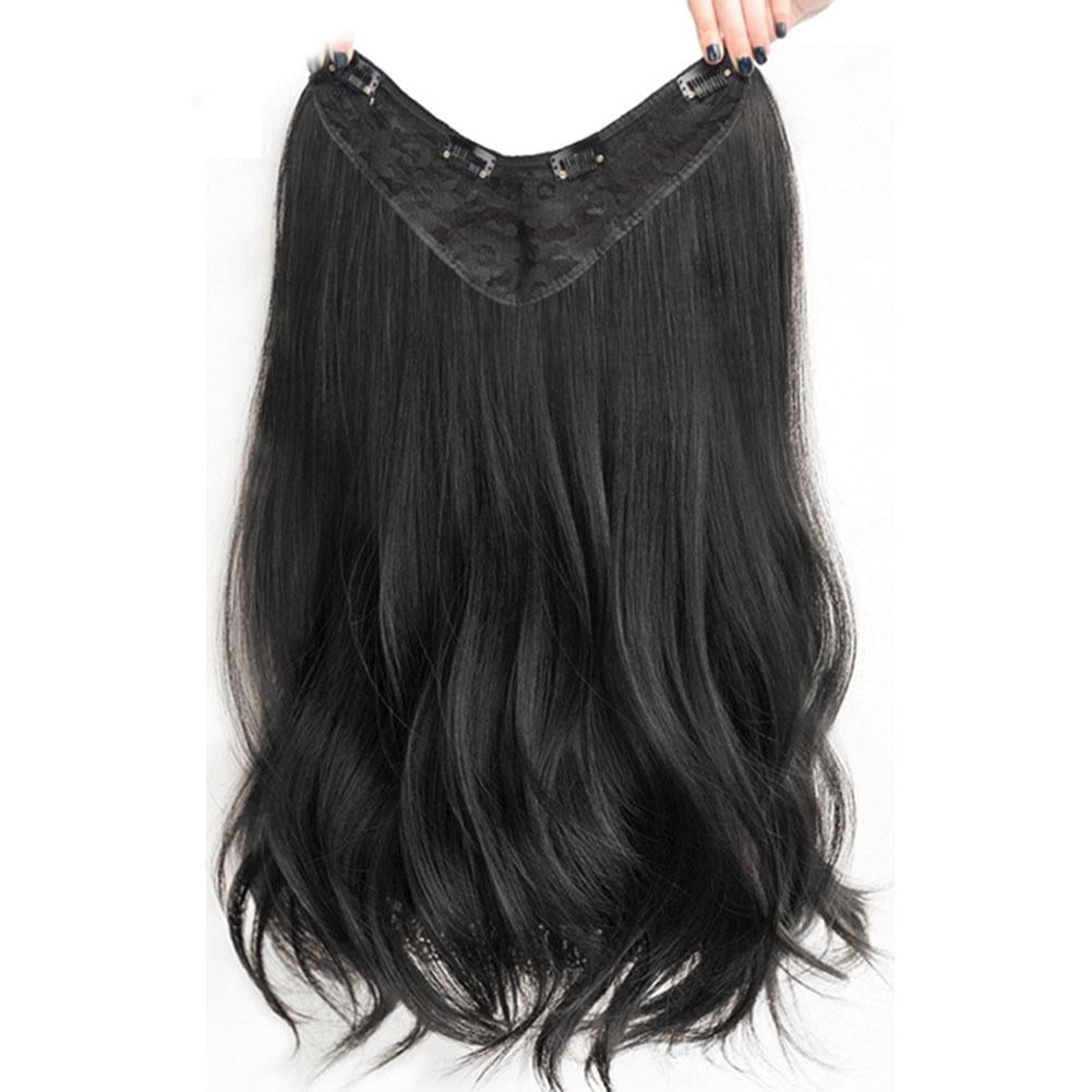 QHUDLV Natural Black 60cm Wig V-Shaped One-Piece Natural Korean Style ...