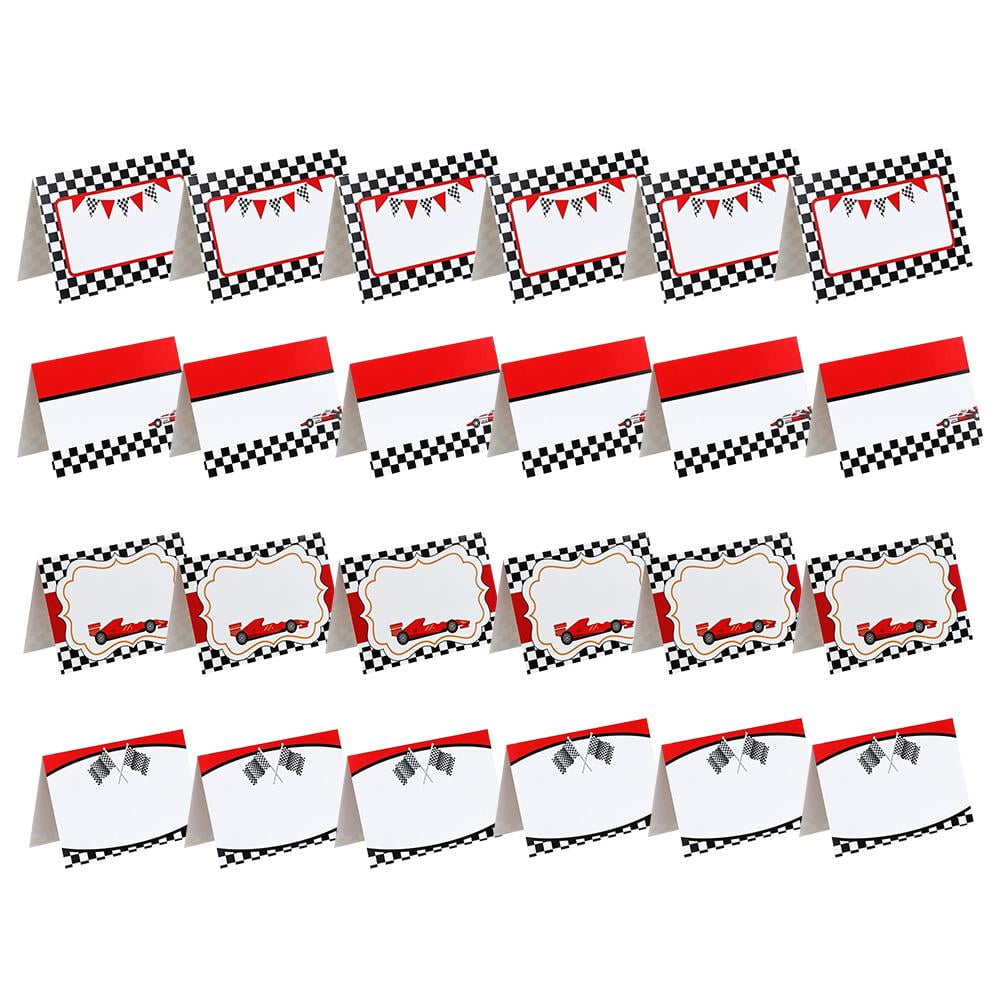 QHUDLV Party Place Cards, 24 48 Pack Race Car Food Labels, Folded Table ...