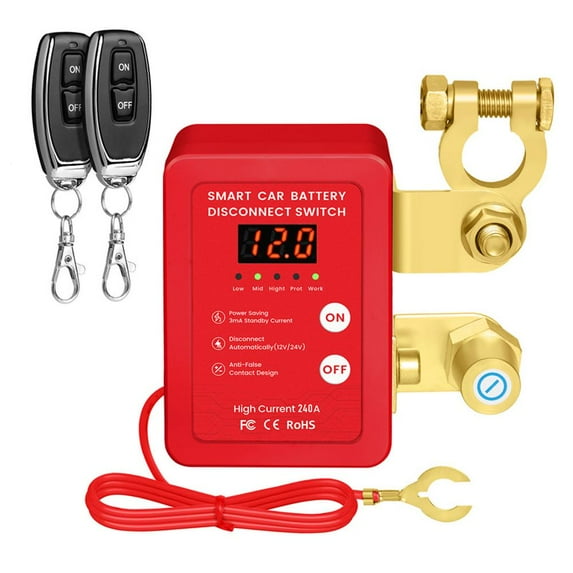 QHUDLV Remote Battery Disconnect Switch 12V, 240A, Anti-Theft Car Kill ...