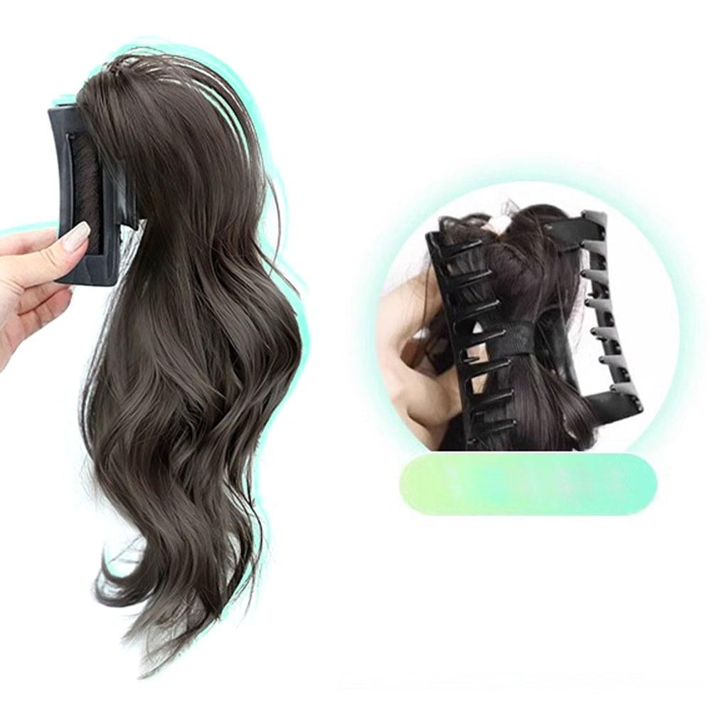 QHUDLV Shark Clip Curly Ponytail (Brown Black) Wig Braids Sweet Cool ...