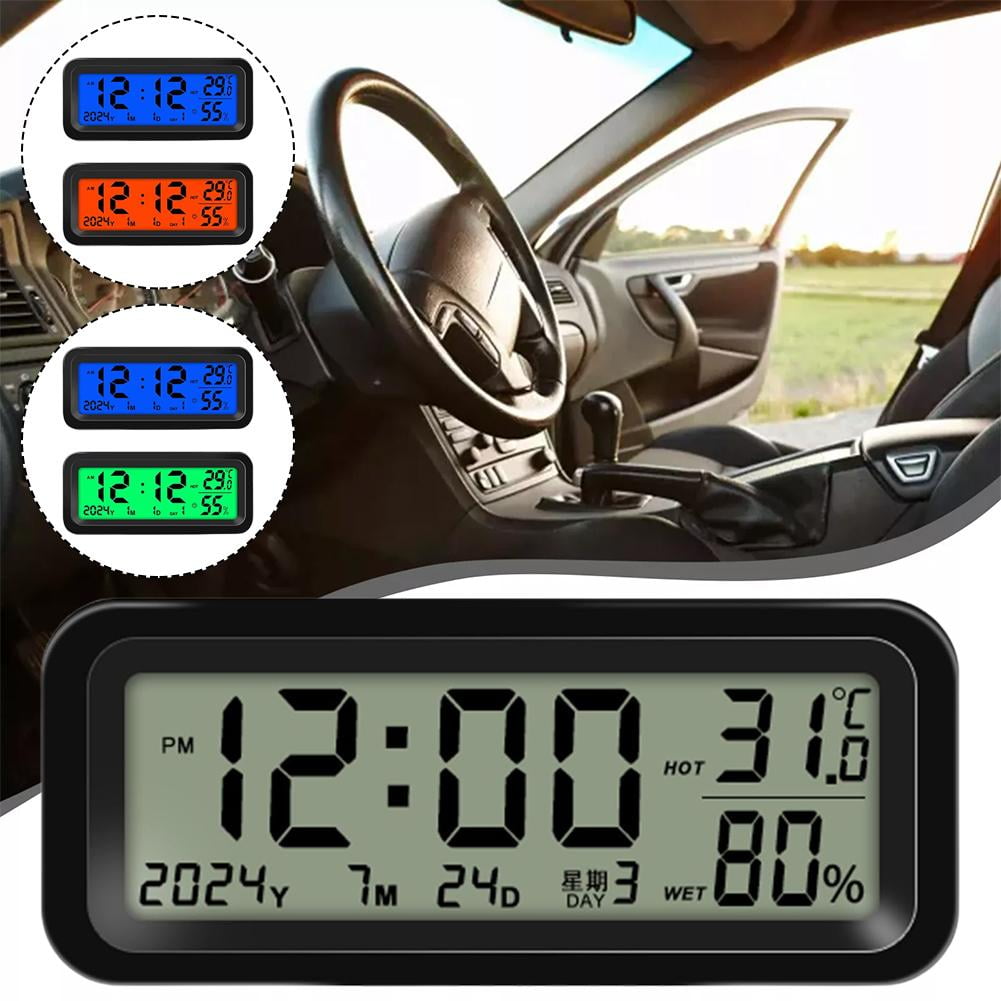 QHUDLV Solar Digital Clock,Dashboard Time Display,Rechargeable Mini ...