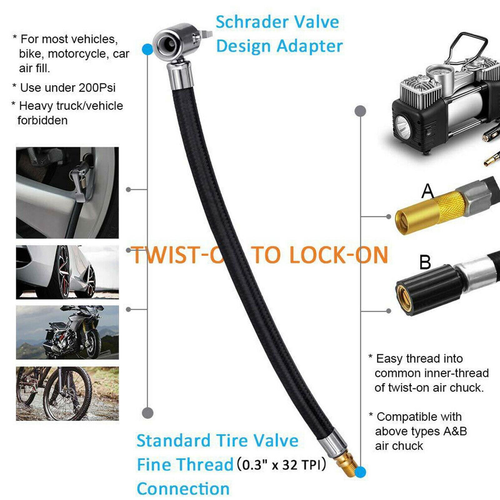 QHUDLV Tire Inflator Hose Adapter 20cm,Compatible with Auto and ...
