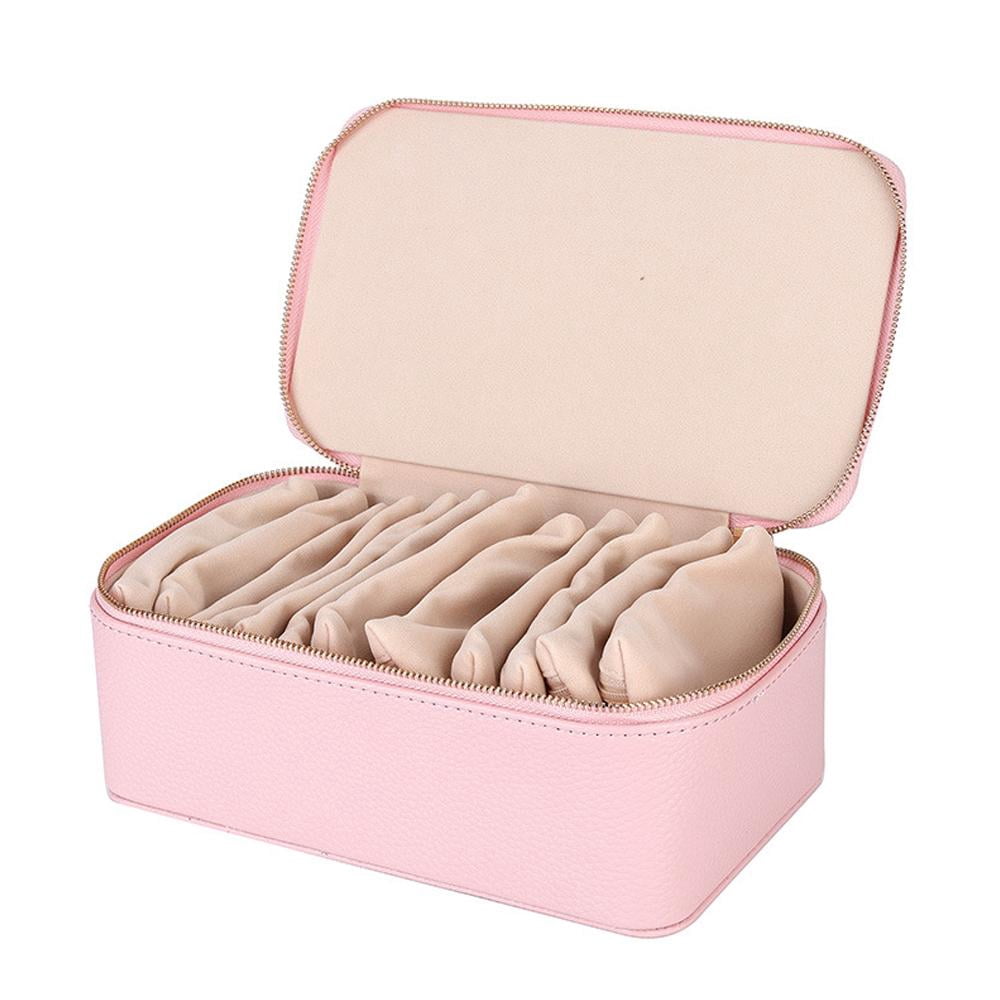 QHUDLV Travel Jewelry Organizer, Familiarn PU Leather Box with 12 Small ...