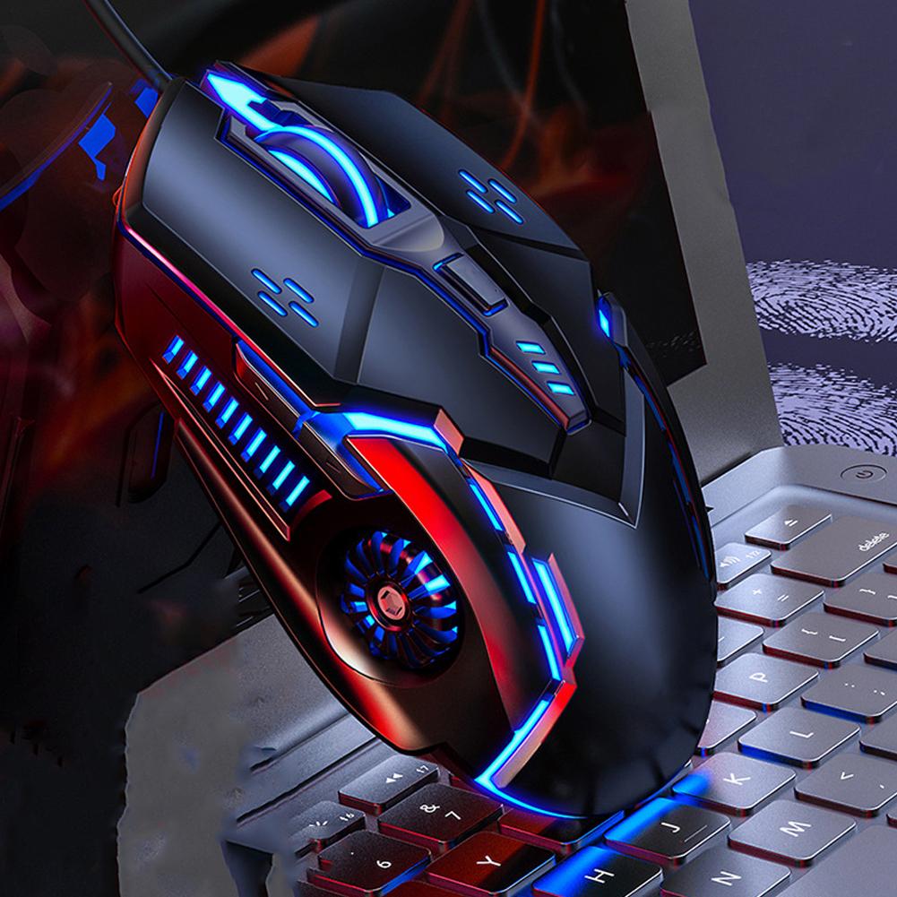 QHUDLV Wired Gaming Mouse,6 Buttons 3200DPI,RGB LED Light Office Mouse ...