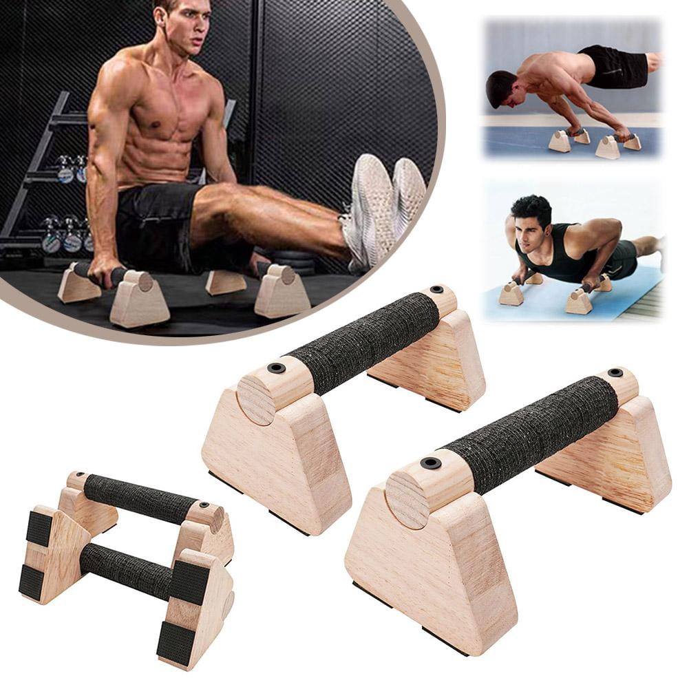 QHUDLV Wood Calisthenics Bar Wood Parallettes Up Bar for Home Workouts ...