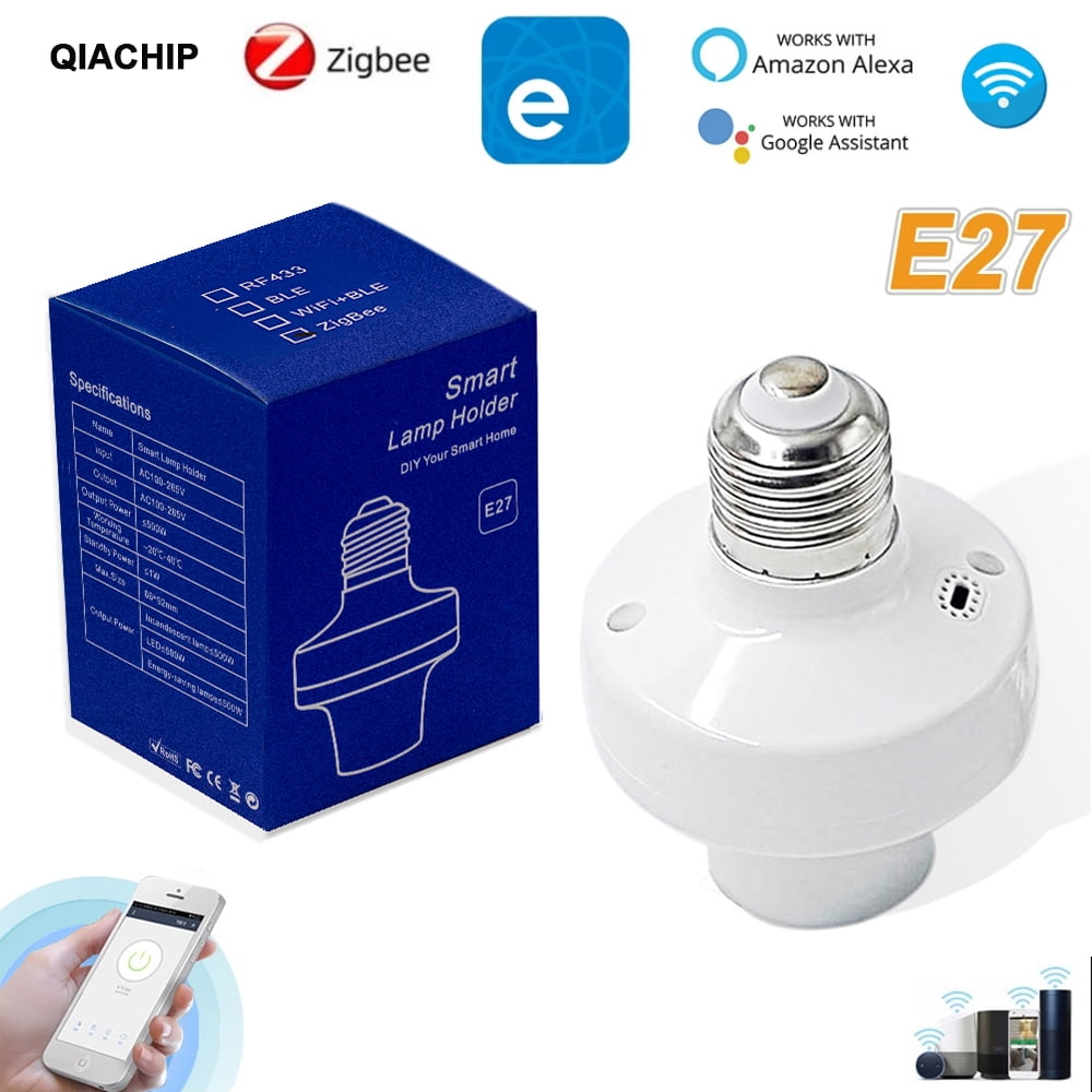 QIACHIP ZigBee Wifi Smart Lamp Holder E27 LED Light Bulbs Adapter Light ...