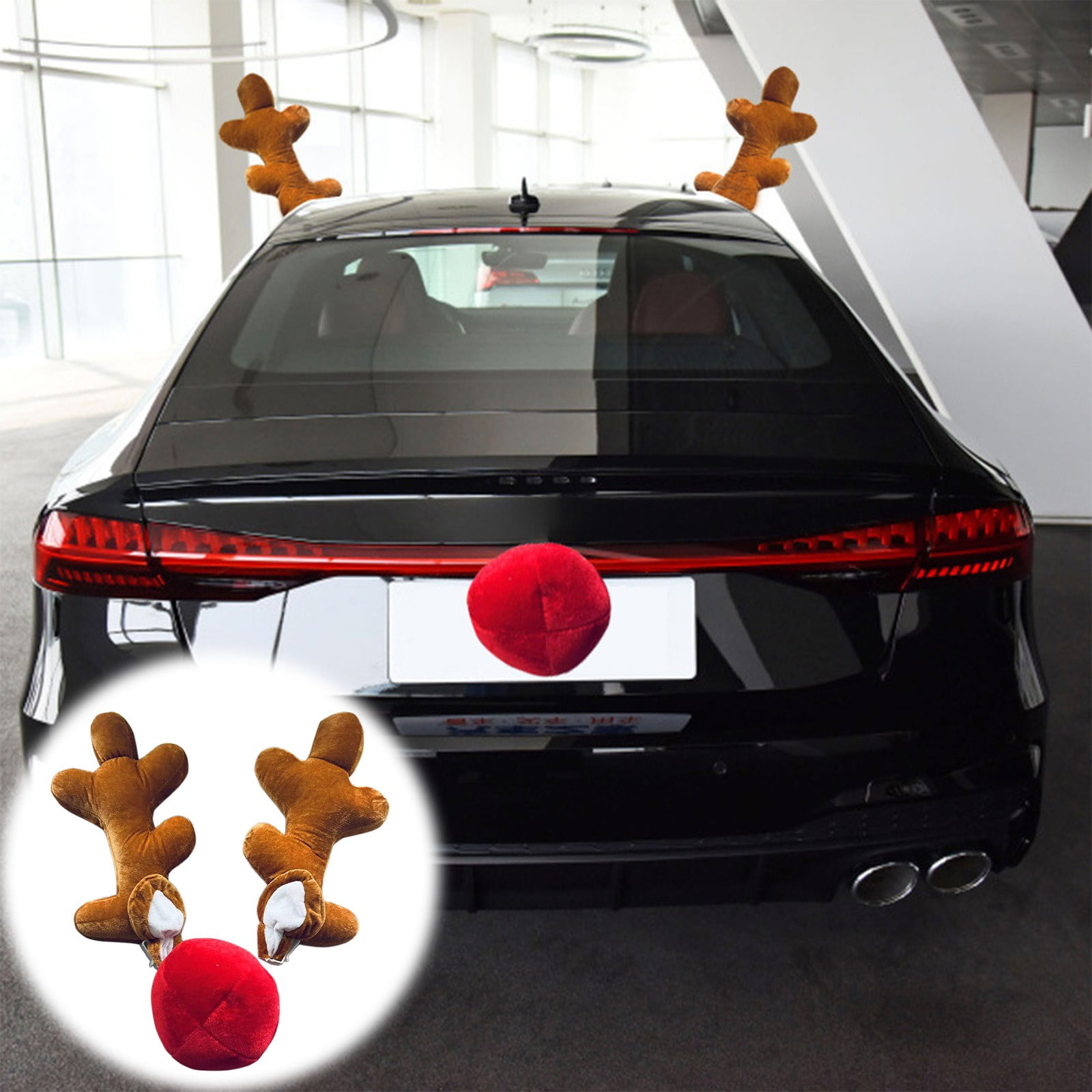 Hxlamzoo Premium Reindeer Antlers for Cars - Car Christmas Decorations ...