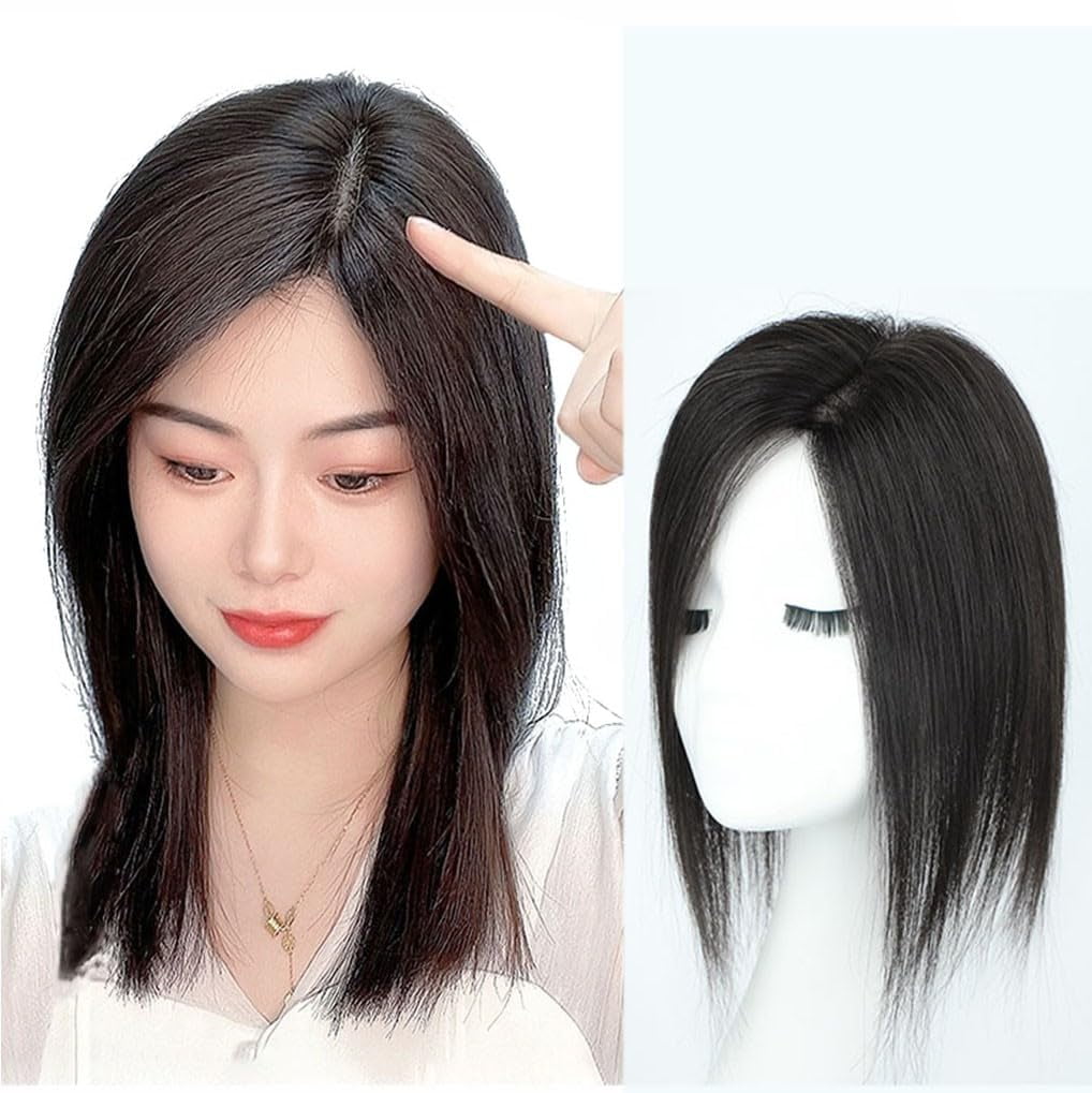QIANCHUN U-Part Silk Base Real Human Hair Topper Side Part Clip in ...