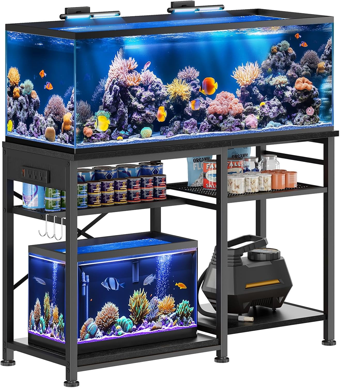 QIANG 55-75 Gallon Aquarium Stand with 6 ft Power Strip, 5-Tier Metal ...