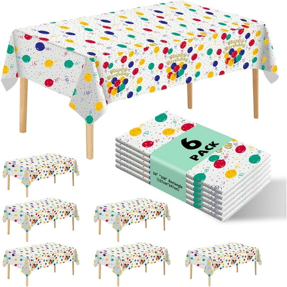 6 Pack Christmas Snowflake Plastic Tablecloth, 54 x 108Inch White and ...