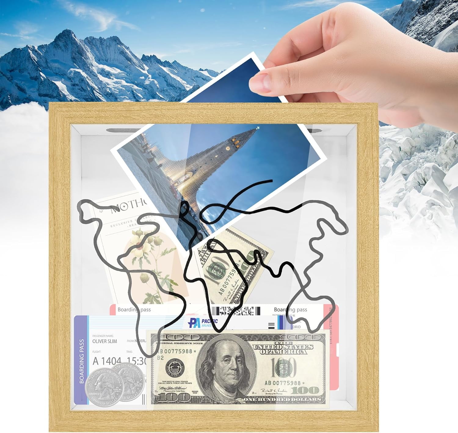 QIANSHUO Adventure Archive Box - Travel Shadow Box Frame - Walmart.com