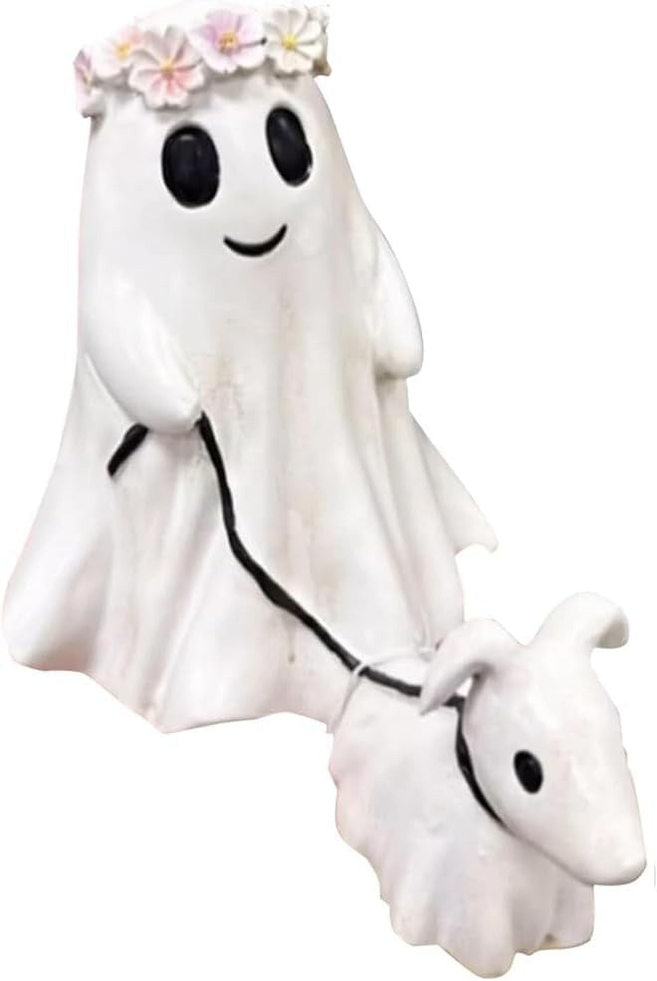 QIANSHUO Ghost Walking Dog Statue - Halloween Spooky Ghost Decor ...