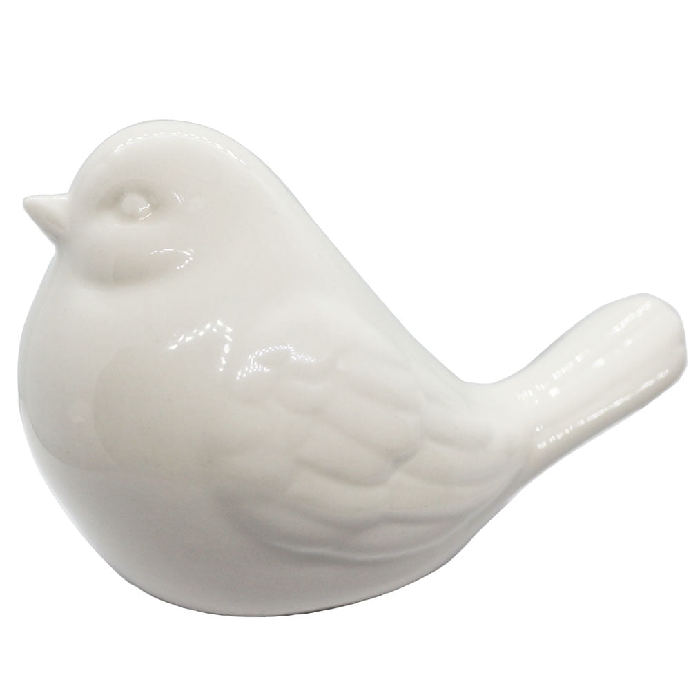 QIAOIDEA Porcelain Vintage White Bird Figurine Chubby Bird Figure ...