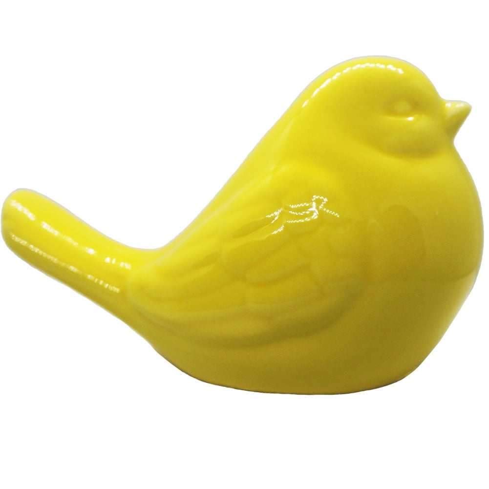 QIAOIDEA Porcelain Yellow Bird Figurine Chubby Bird Figure Cottage ...