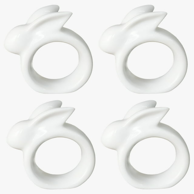 QIAOIDEA Set of 4 Porcelain Rabbit Napkin Rings Easter Bunny Napkin ...