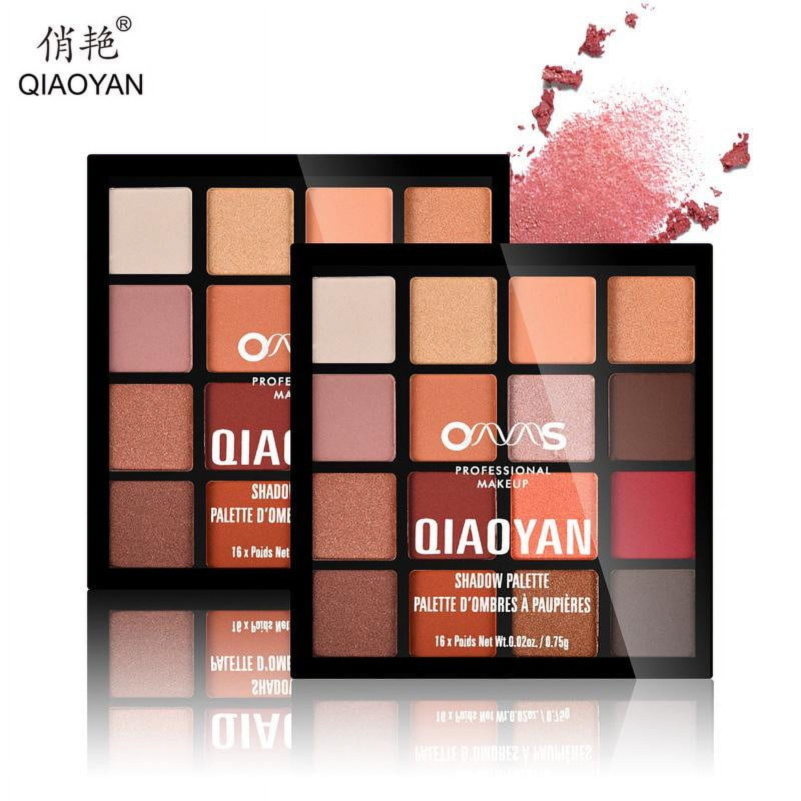 QIAOYAN 16 color peach makeup pearl eye shadow plate earth color nude ...