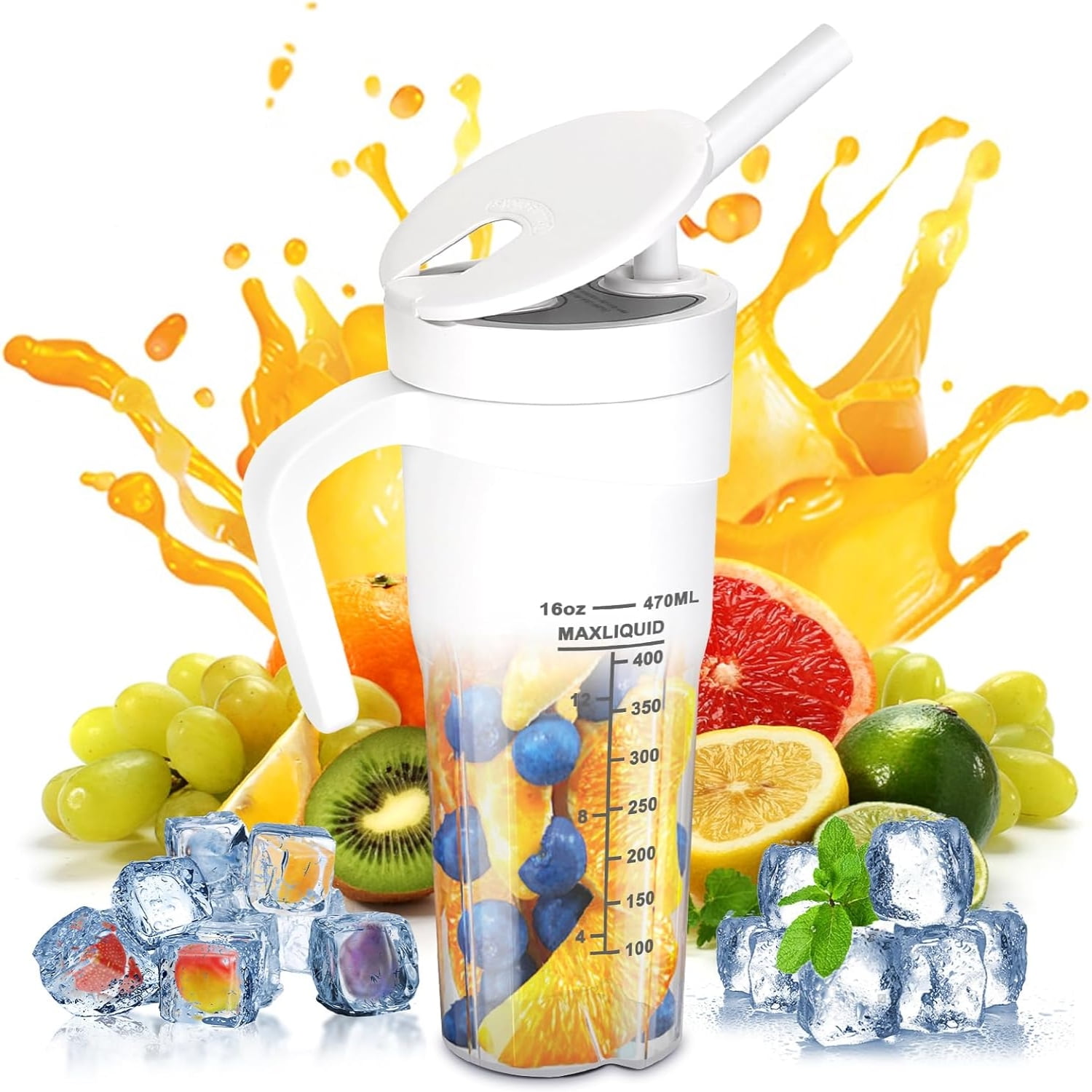 QIBAXXYL Portable Mini Black Smoothie Maker Blender with 6 Detachable ...