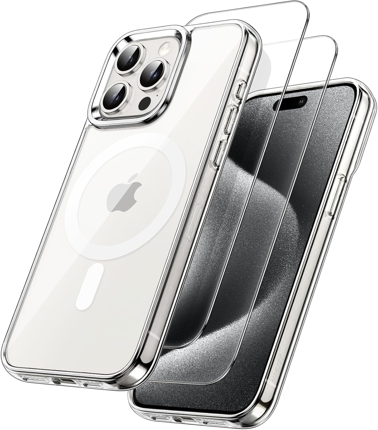 QICICI-3 In 1 Magnetic Case For Iphone 15 Pro Max 6.7-Inch With 2 Pack Tempered Glass Screen ...