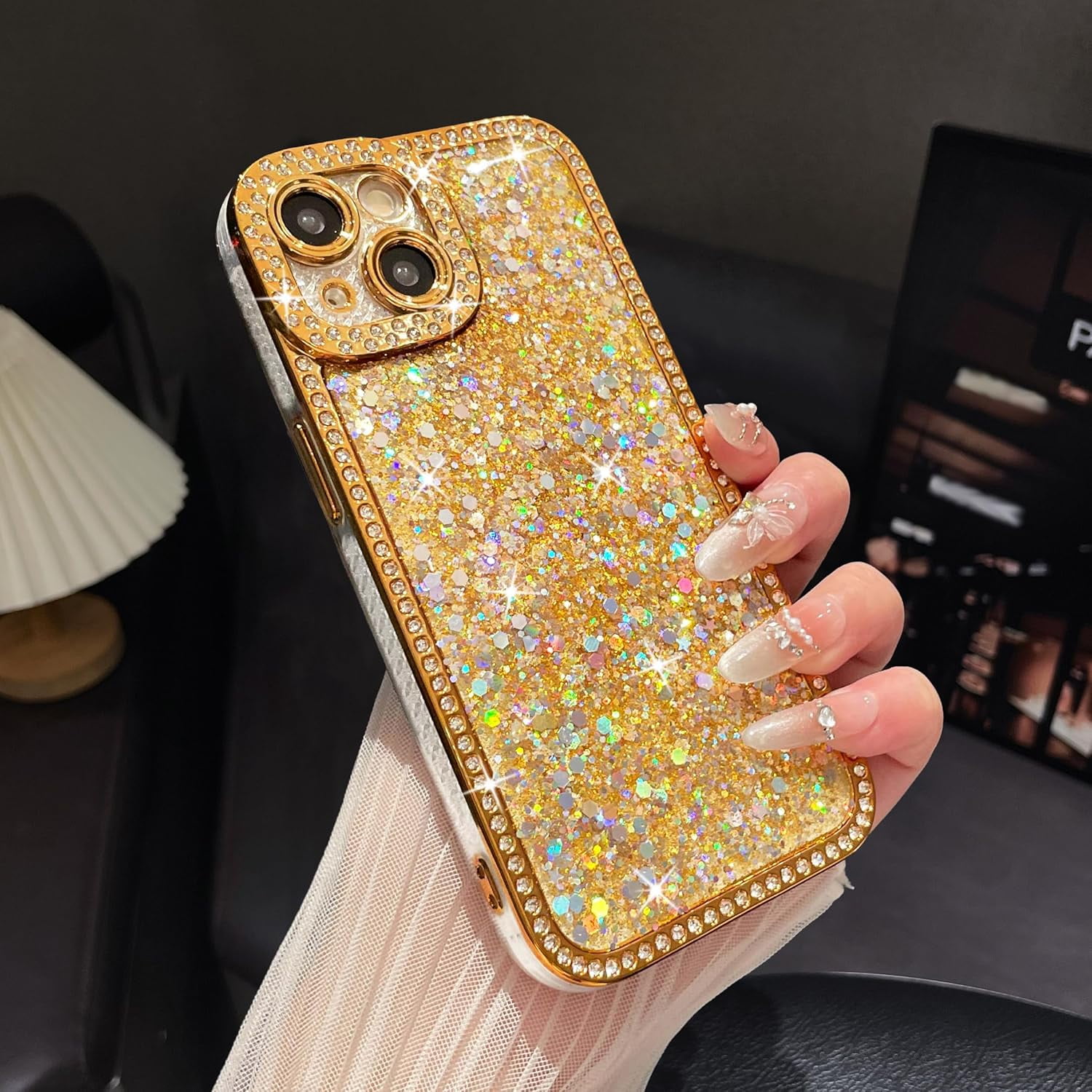 QICICI-Case For Iphone 13 Pro Max,Glitter Crystal Diamond Rhinestones Sequin Shiny Bling Sparkly ...
