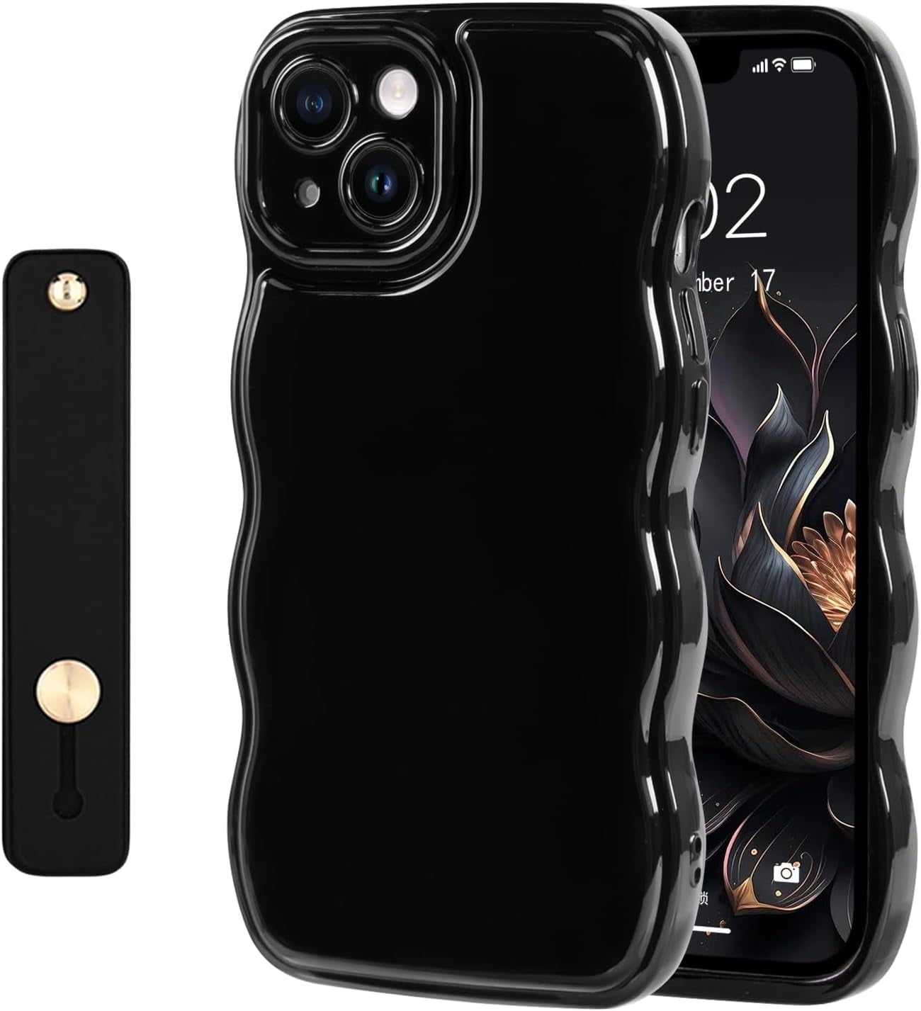 QICICI-Compatible With Iphone 15 Plus Case Cute Simple Wave Design Stylish Wavy Curly Frame With ...